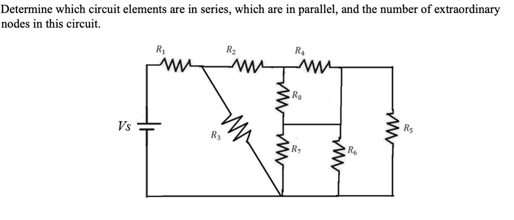 SOLVED: Determine which circuit elements are in series, which are in parallel, and the number of ...