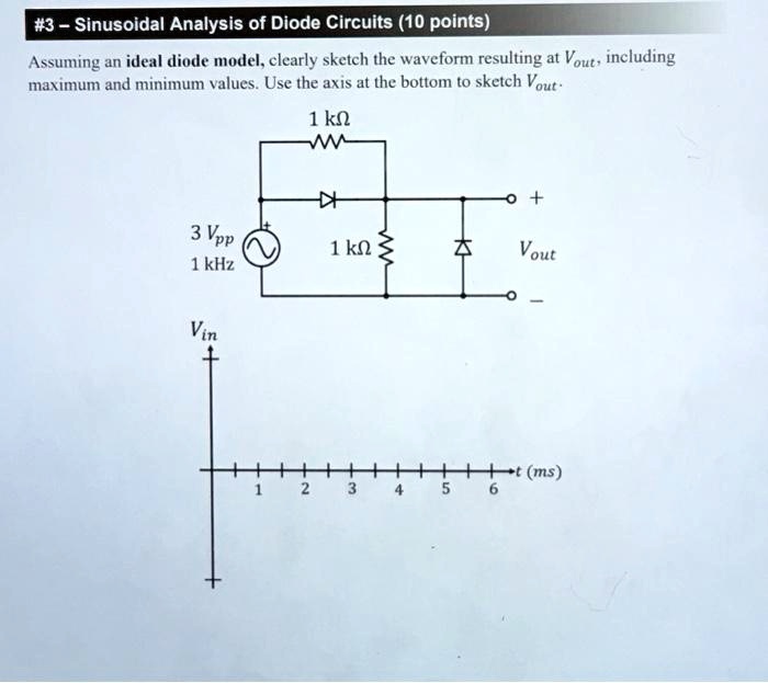 SOLVED: Texts: #3 - Sinusoidal Analysis of Diode Circuits 10 points Assuming an ideal diode ...