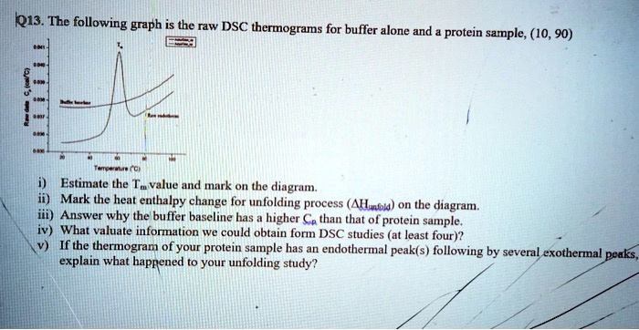 SOLVED:R13. The following graph is the raw DSC thermograms for buffer ...