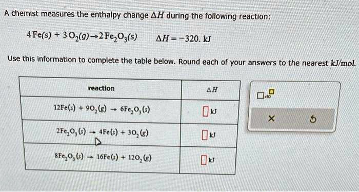 SOLVED: A chemist measures the enthalpy change during the following ...