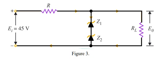 SOLVED: (b) In the circuit given in Figure 3, there are two-Zener diodes used, the rating of ...