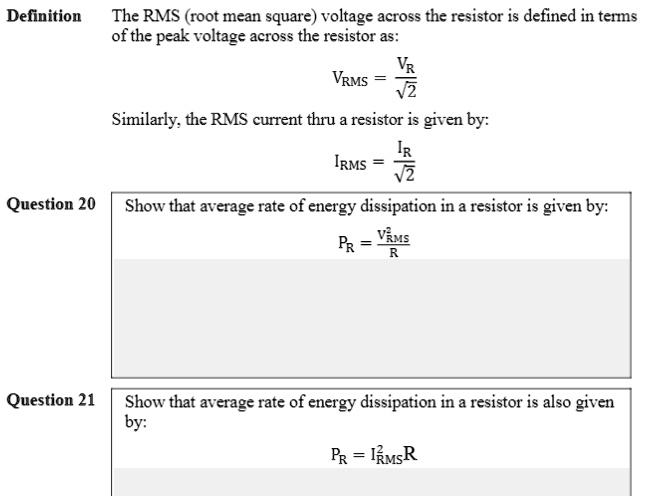 SOLVED:Definition The RMS (root mean square) voltage across the ...