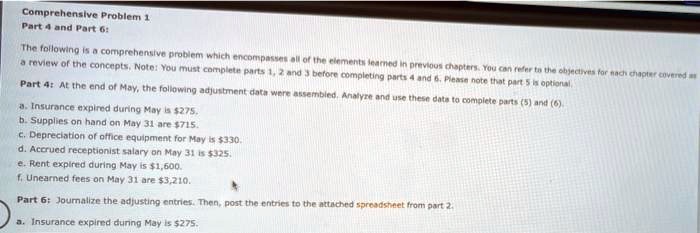 SOLVED: Comprehensive Problem 1 Part 4 and Part 6: The following is a ...