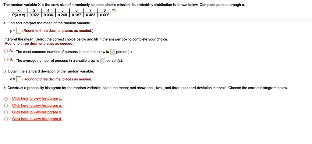 the random variable x is the crew size of a randomly selected shuttle mission its probability ...