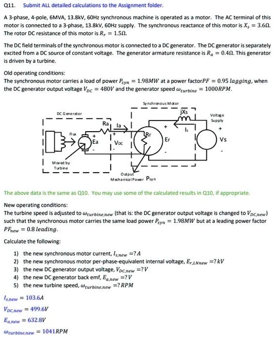 SOLVED: Q11 Q11. Submit ALL detailed calculations to the Assignment folder. A 3-phase, 4-pole, 6 ...
