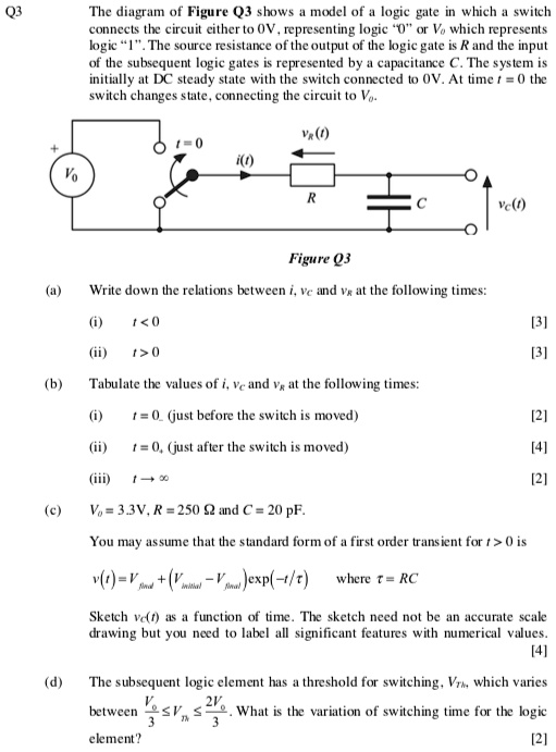 SOLVED: The diagram of Figure Q3 shows a model of a logic gate in which a switch connects the ...