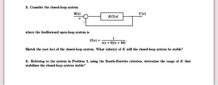 SOLVED: Z.Consider the closed-loop system R(s) Y(s) KG(s) where the feedforward open-loop system ...