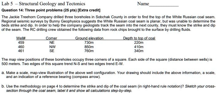 Lab 5 Structural Geology and Tectonics Question 14: Three point ...