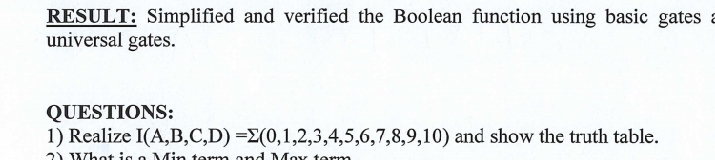 Solved Result Simplified And Verified The Boolean Function Using 5815