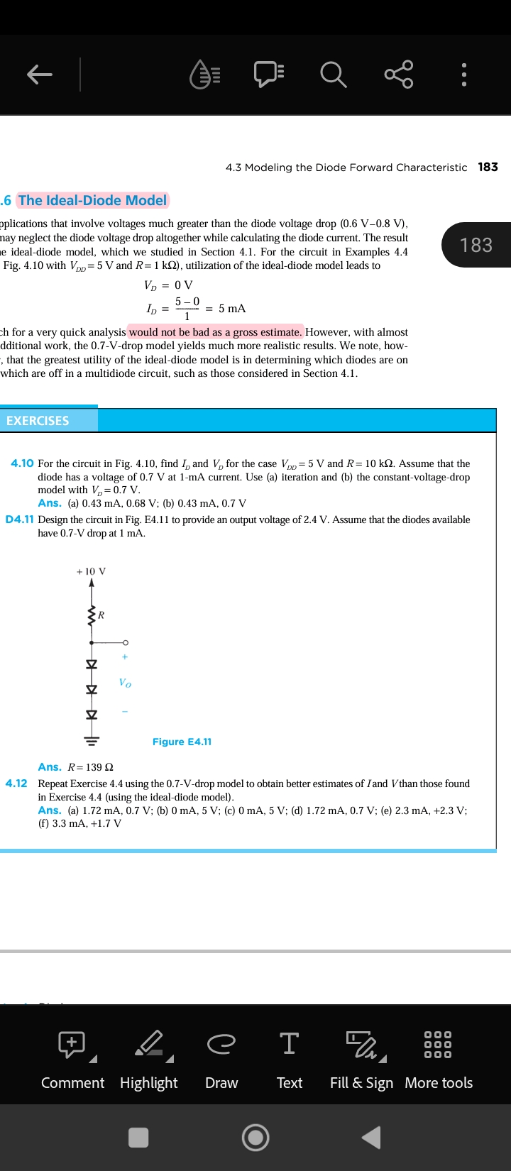 SOLVED: 4.3 Modeling the Diode Forward Characteristic 183 . 6 The Ideal ...