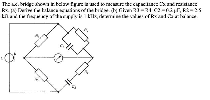 SOLVED: The a.c. bridge shown in below figure is used to measure the ...
