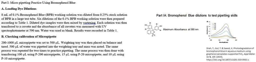 SOLVED: Micro pipetting Practice Using Bromophenol Blue Loading Dye ...