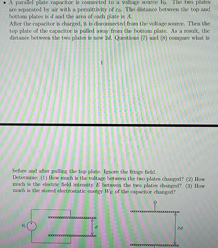 SOLVED: A parallel plate capacitor is connected to a voltage source Vo ...