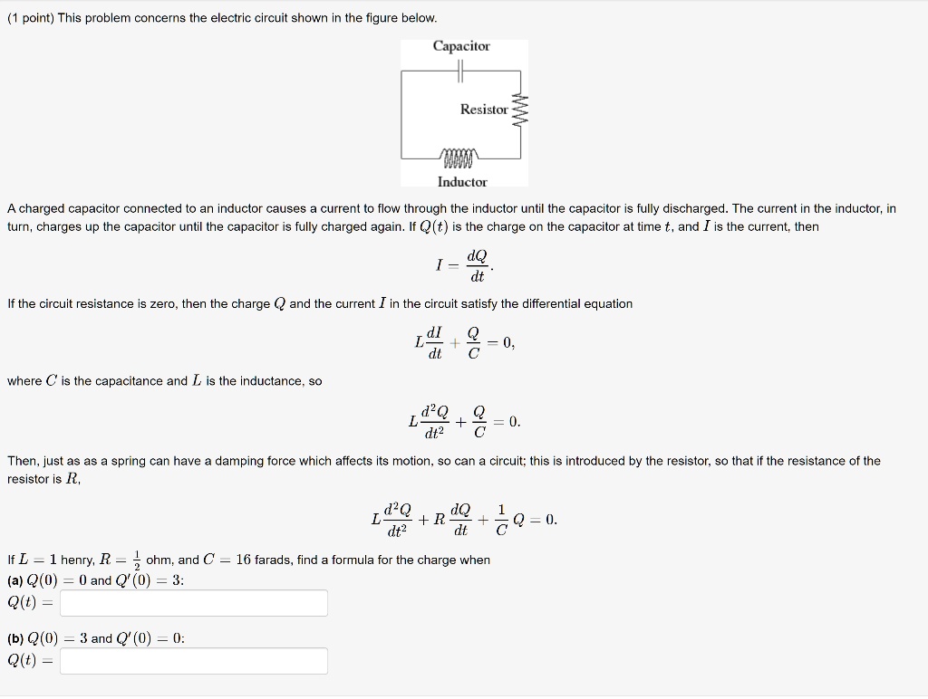 Solved Point This Problem Concerns The Electric Circuit Shown The Figure Below Capacitor