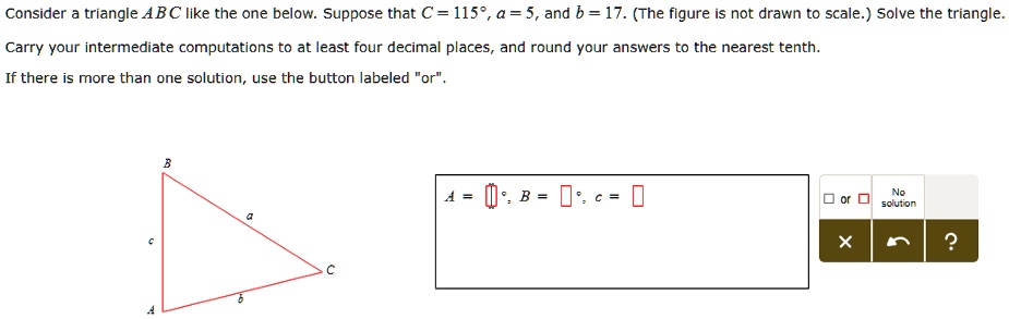 SOLVED: Consider triangle ABC like the one below: Suppose that Î¸ = 115 ...