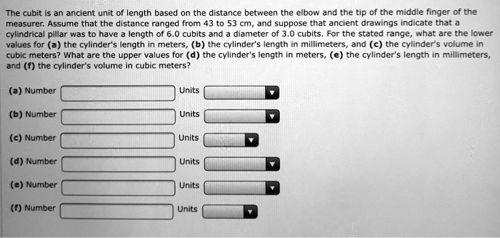 the cubit is an ancient unit of length based on the distance between ...