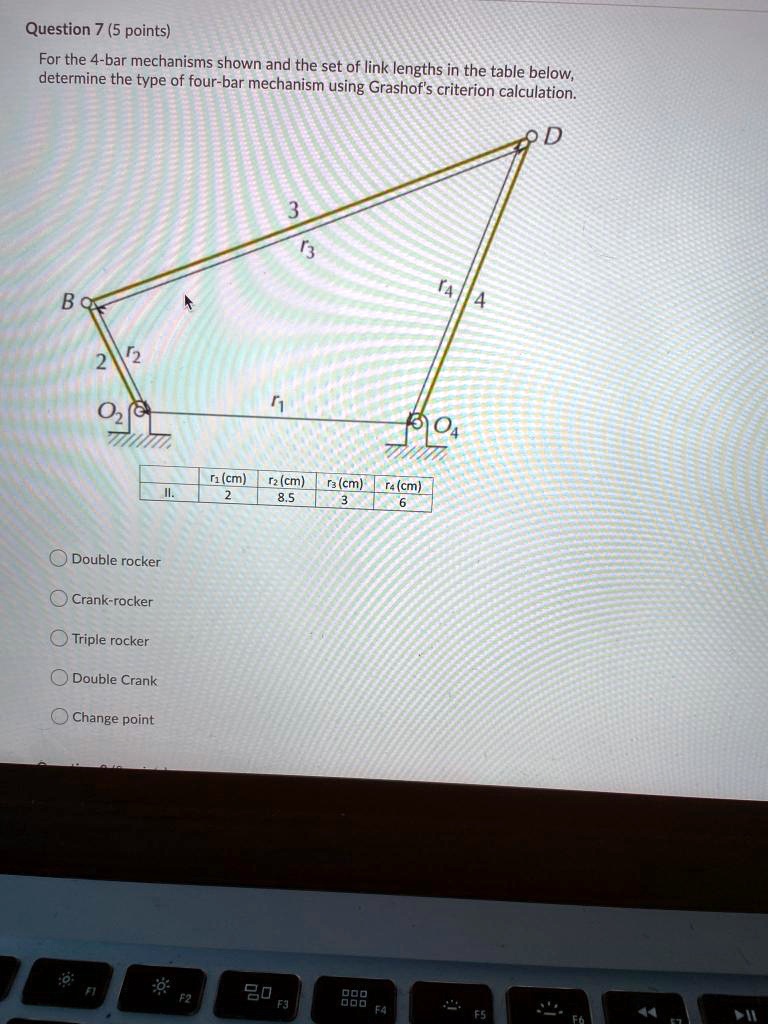 SOLVED: Question (75 points): For the 4-bar mechanisms shown and the ...