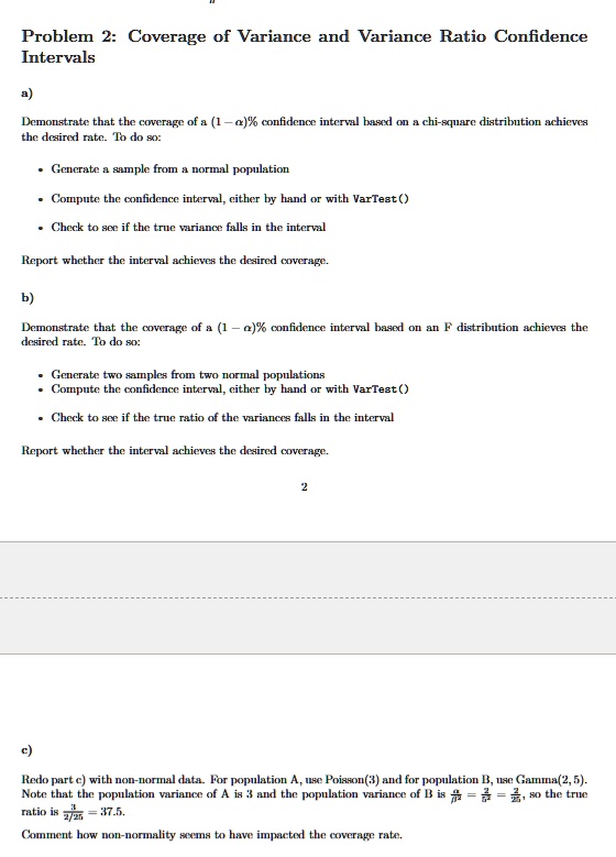 Texts Please Use R To Solve Problem 2 Coverage Of Variance And Variance