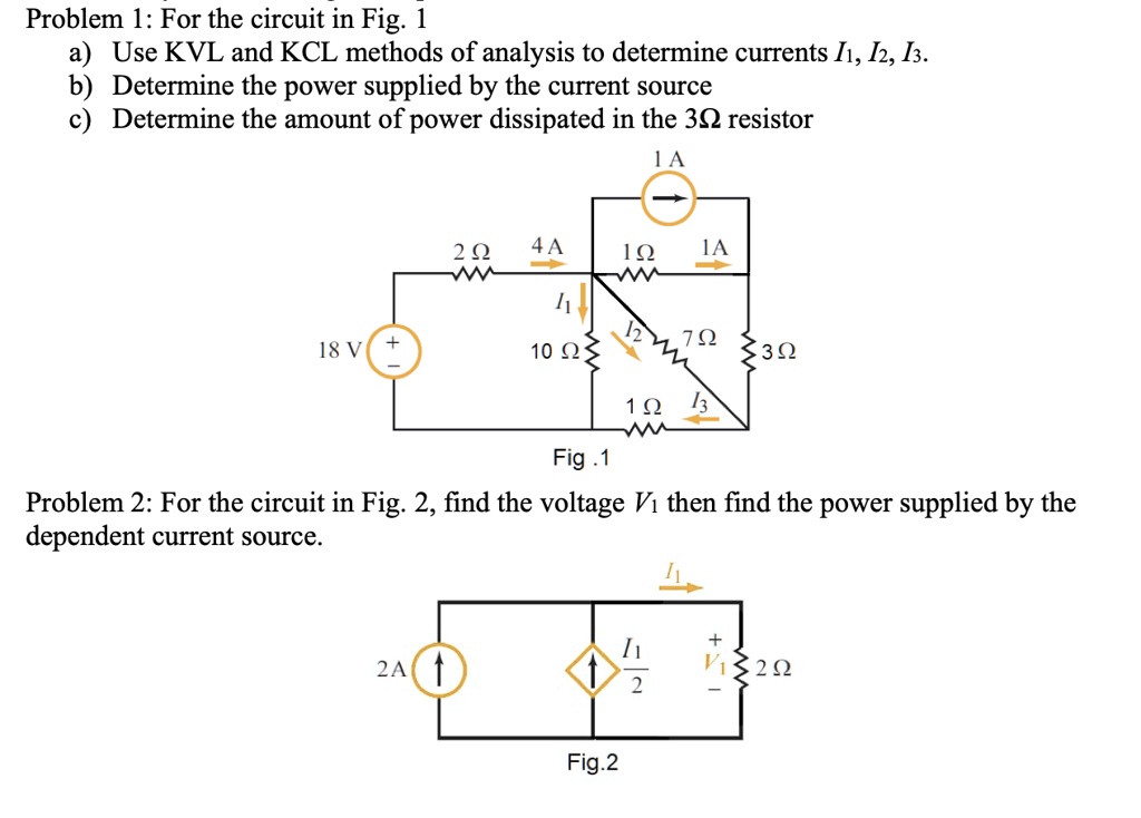 Problem 1: For the circuit in Fig. 1 a) Use KVL and KCL methods of ...