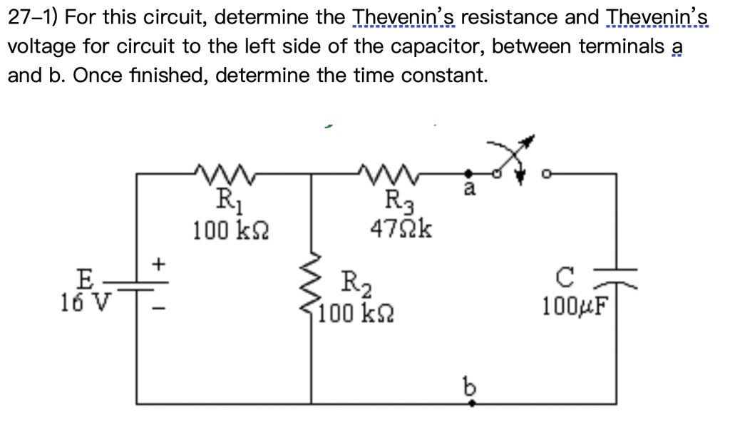 SOLVED: 27-1) For this circuit, determine the Thevenin's resistance and ...
