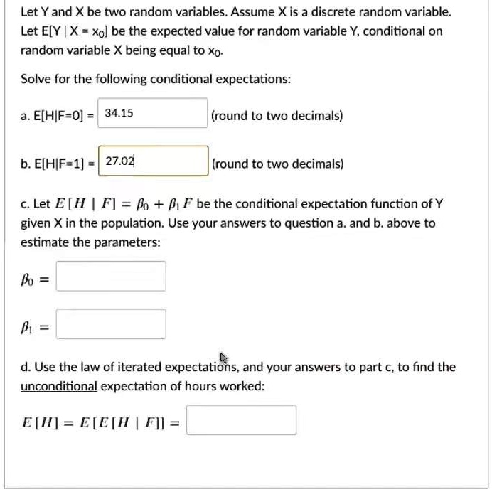 let y and x be two random variables assume x is a discrete random ...