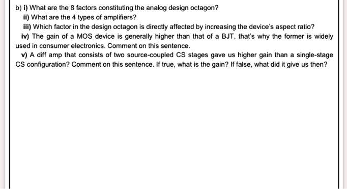SOLVED: i) What are the 8 factors constituting the analog design ...