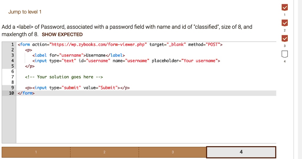 Jump to level 1 Add a of Password, associated with a password field with name and id of ...