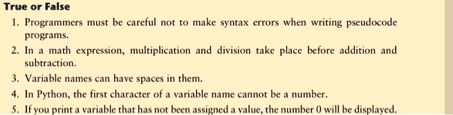 Solved 1 Programmers Must Be Careful Not To Make Syntax Errors When