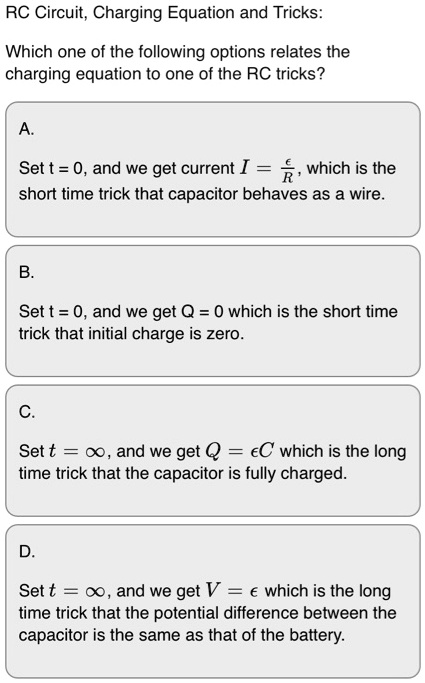 rc circuit charging equation and tricks which one of the following ...