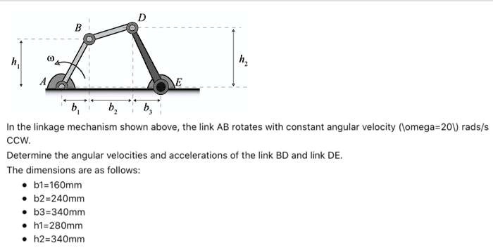 SOLVED: In the linkage mechanism shown above, the link AB rotates with ...