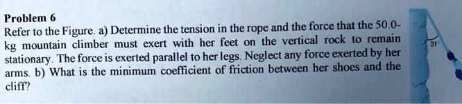 SOLVED: Problem 6 Refer to the Figure: a) Determine the tension in the ...