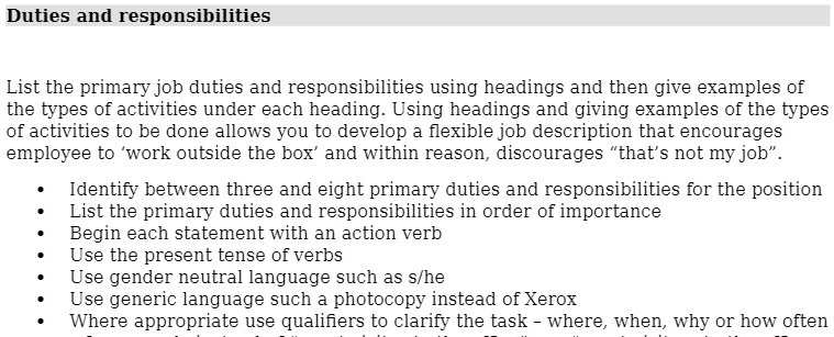SOLVED: "Duties and responsibilities List the primary job duties and ...