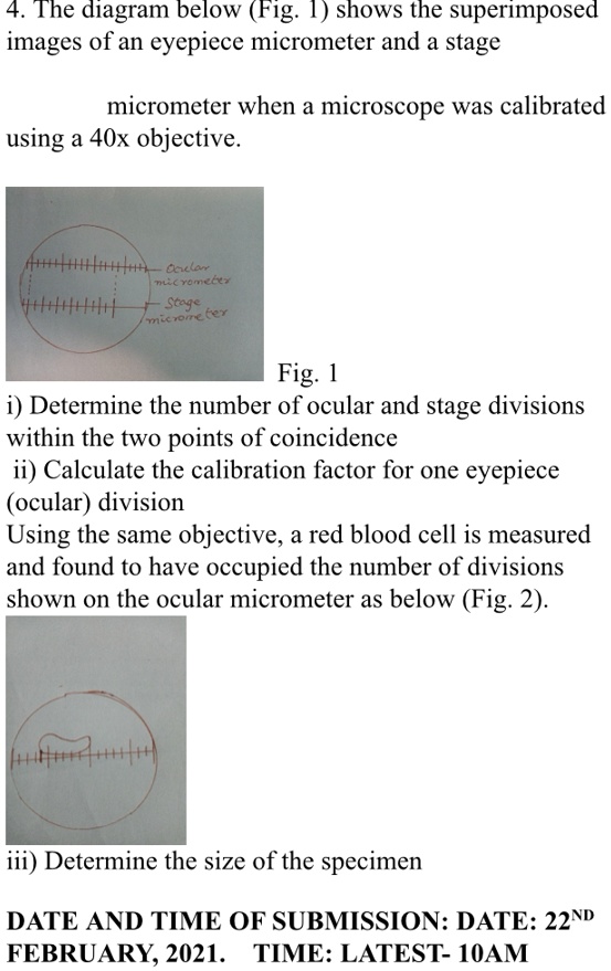 The diagram below (Fig. 1) shows the superimposed images of an eyepiece ...