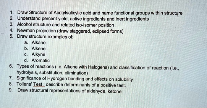 draw structure of acetylsalicylic acid and name functional groups ...