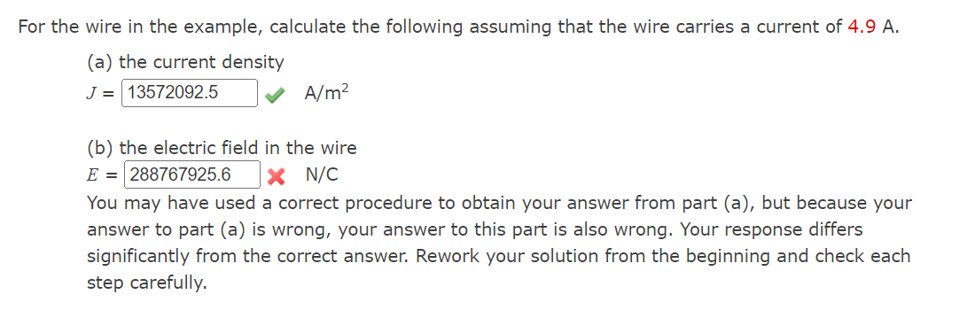 SOLVED: For the wire in the example, calculate the following assuming ...