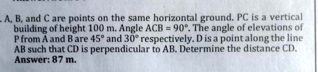 A, B, and C are points on the same horizontal ground. PC is...