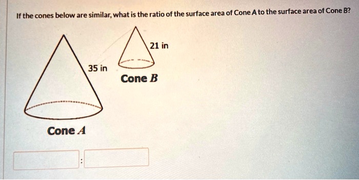 SOLVED: If the cones below are similar; what is the ratio of the ...