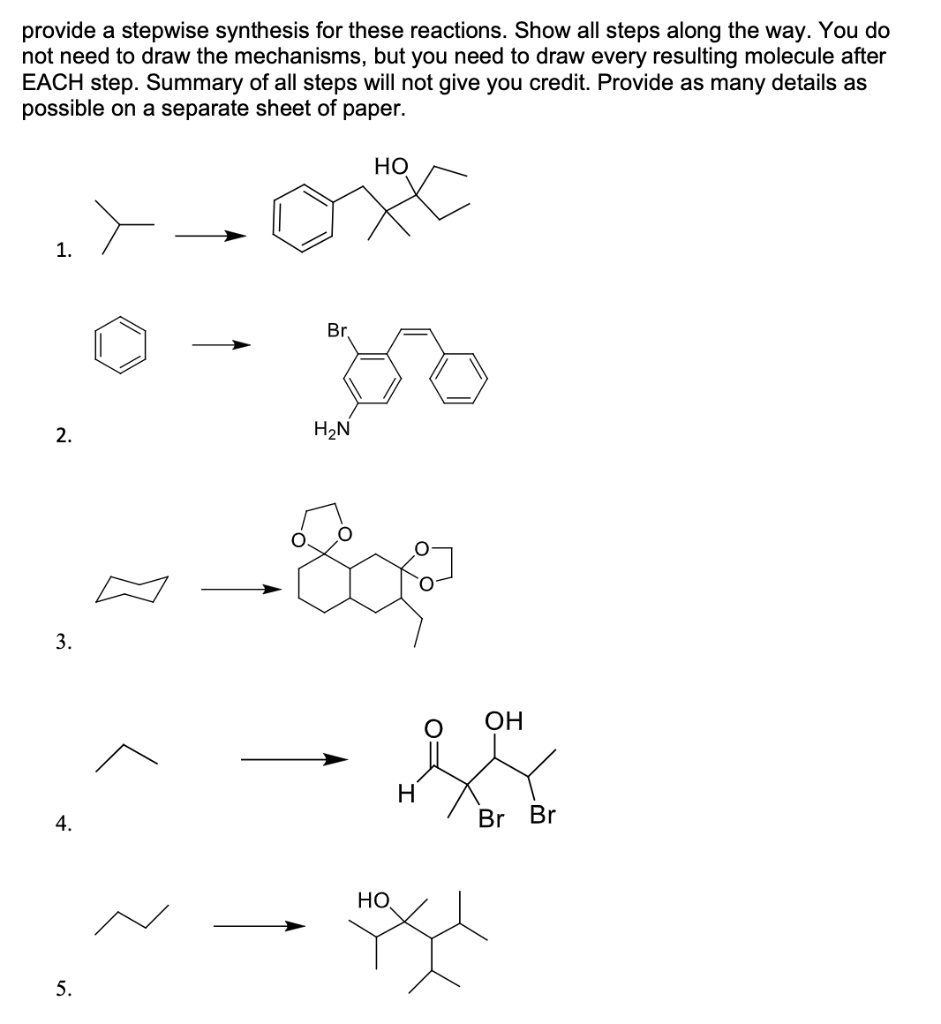 SOLVED: provide a stepwise synthesis for these reactions. Show all steps along the way. You do ...