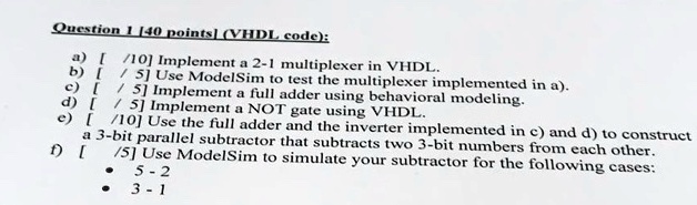 Solved Ouestion140 Pointslvhdl Code A B 10 Implement A 2 1 Multiplexer In Vhdl C 5