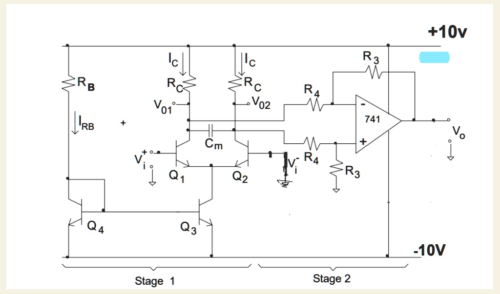 SOLVED: 1. Consider the two-stage differential amplifier shown in the figure above. The first ...