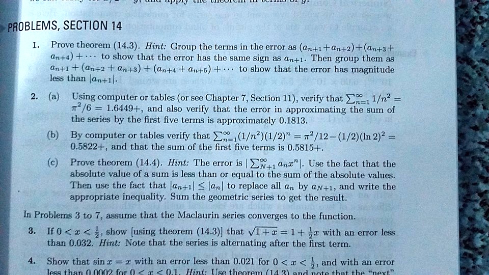 problems section 14 prove theorem 143 hint group the terms in the error as an1an2an3 an4 to show ...