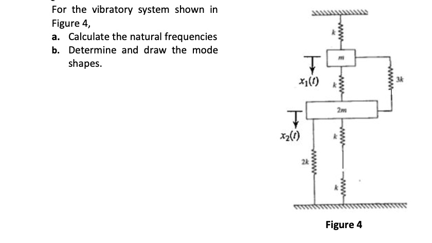For the vibratory system shown in Figure 4, a. Calculate the natural ...
