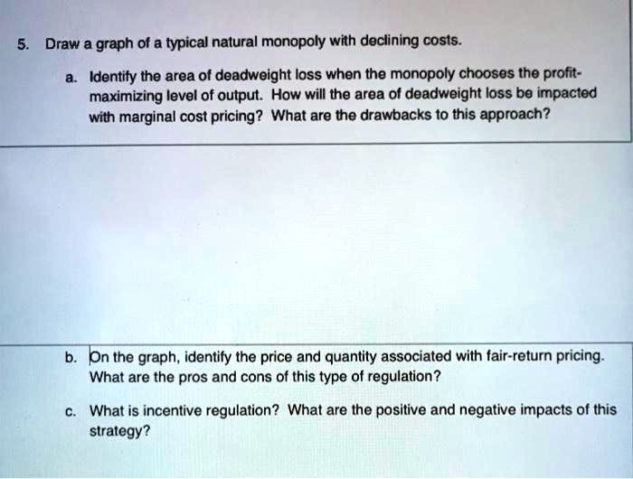5. Draw a graph of a typical natural monopoly with declining costs. a ...
