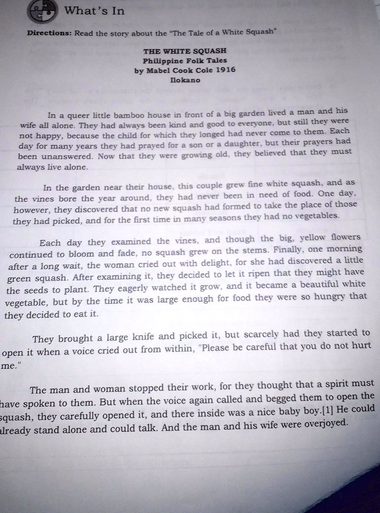 ito po ang kwento pakisagot whats in directions read the story about ...
