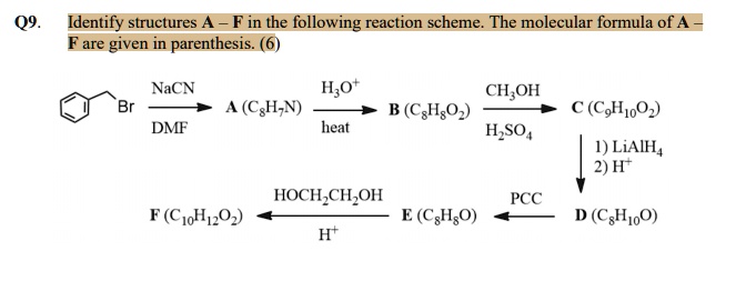 SOLVED: Identify structures F in the following reaction scheme. The molecular formula of A is ...