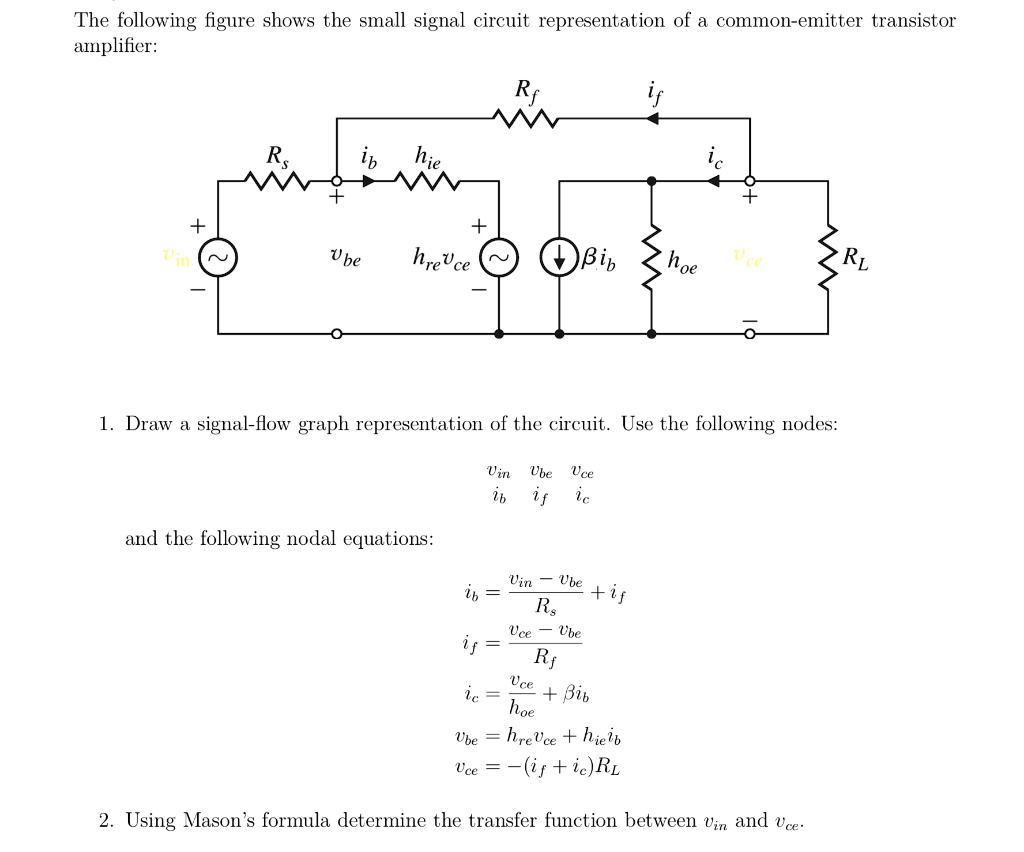 SOLVED: Draw a signal flow graph of this circuit, then apply Mason's ...
