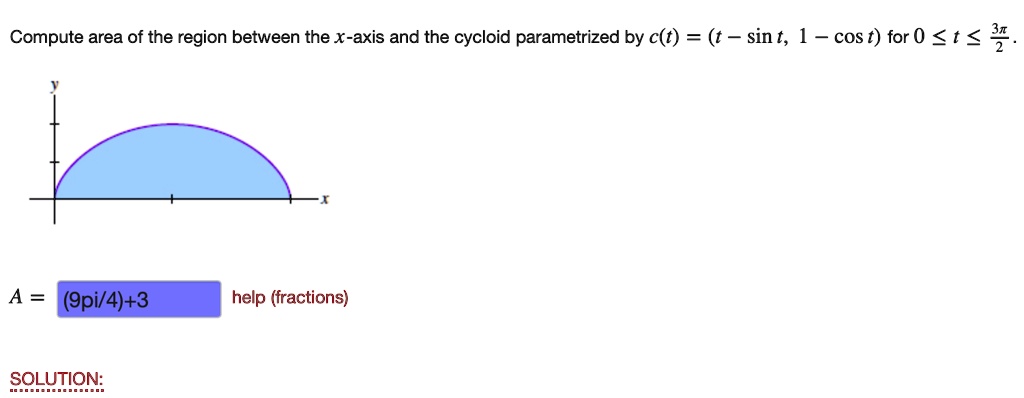 compute area of the region between the x axis and the cycloid parametrized by ct t sin t 1 cos t ...
