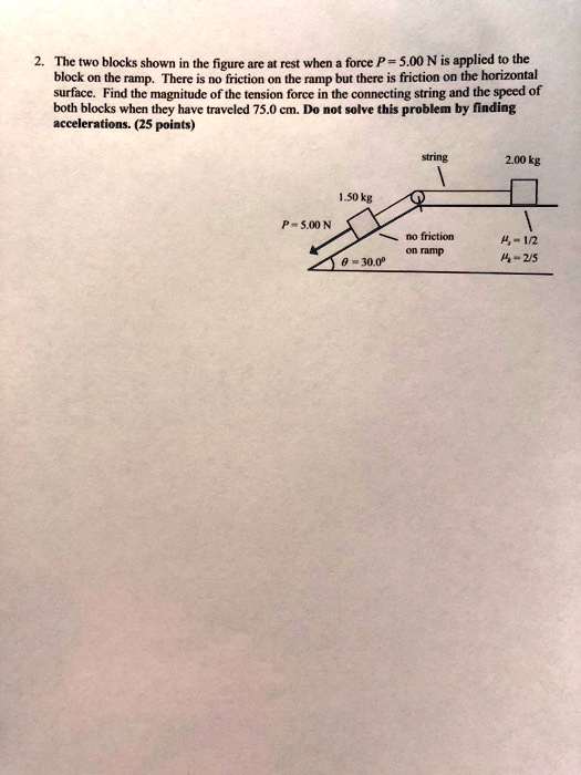 SOLVED: The two blocks shown in the figure are at rest when force P = 5.00 N is applied to the ...