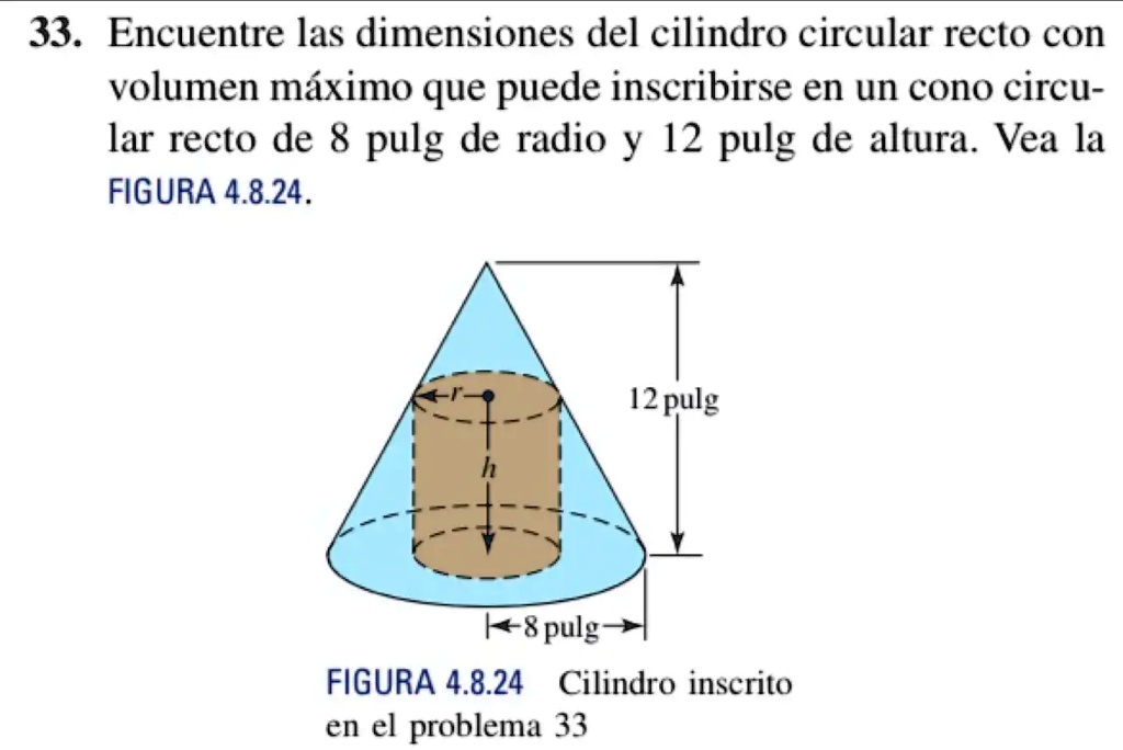 SOLVED: 33. Encuentre las dimensiones del cilindro circular recto con ... SOLVED: 33. Encuentre las dimensiones del cilindro circular recto con ...