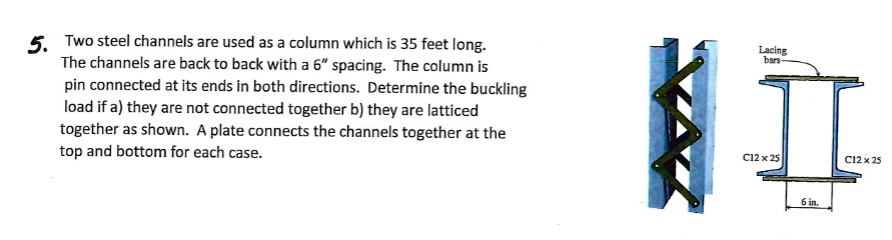 5. Two steel channels are used as a column which is 35 feet long. The ...